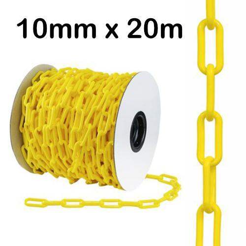 10mm x 20m Yellow Plastic Chain, Lightweight Crowd Control Safety ...