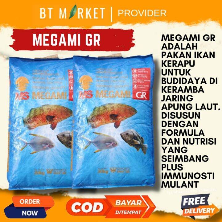 MEGAMI GR 10Kg Pakan Pelet Ikan Kerapu Ikan Laut Ikan Predator Protein ...