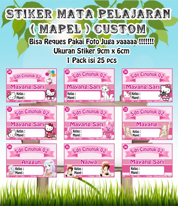 Stiker Lebel Nama & Mata Pelajaran Custom | Lazada Indonesia