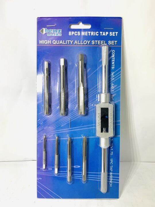 TAP DRAT Set 8 Pcs Alat Snei Drat Set Gagang Dan Tap Drat 3 4 5 6 8 10 ...