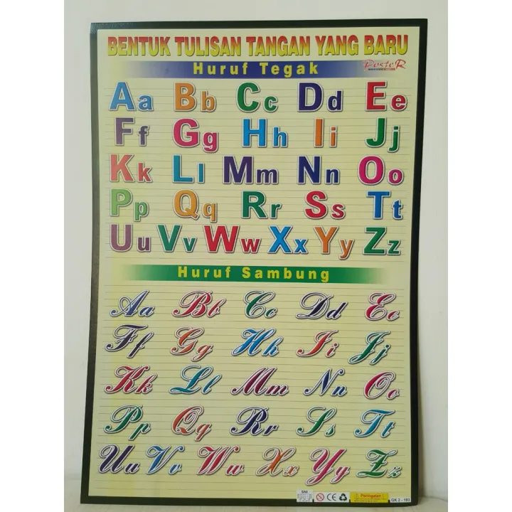 Poster Edukasi Belajar Anak Huruf Tegak ABC Abjad Menulis | Lazada ...