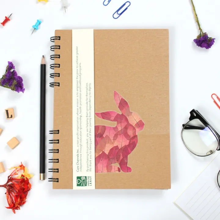120 Pages A5 Kraft Recycled Paper Notebook with Real Pressed Flower ...
