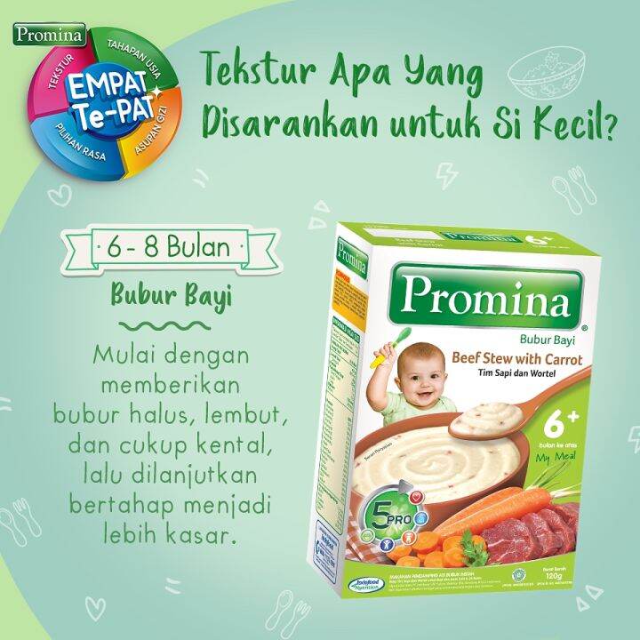 Promina Bubur Bayi 6+ Mpasi Bayi Rasa Tim Sapi & Wortel - 120gr ...