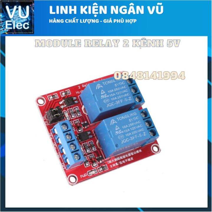 Module Relay 2 Kênh 5VDC có opto cách ly màu đỏ | Lazada.vn
