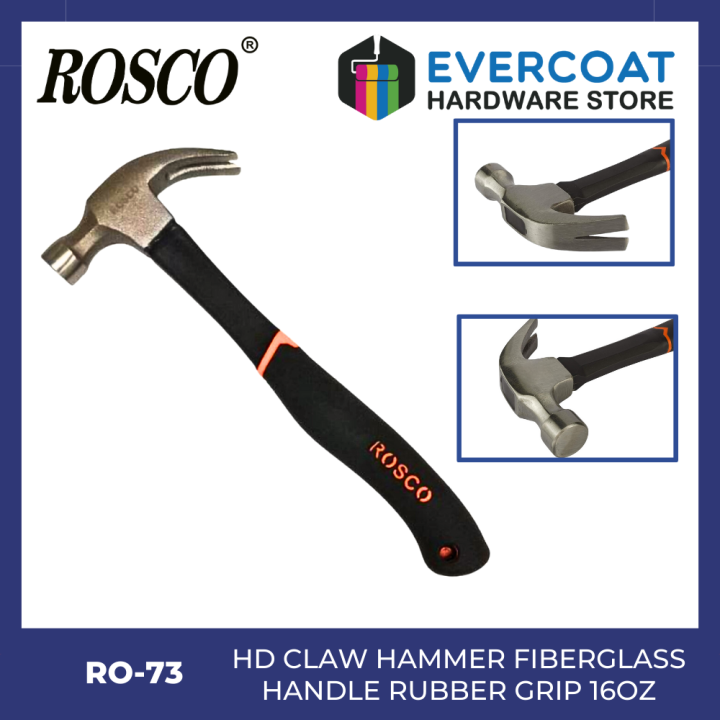 RO-73 Rosco HD Claw Hammer Fiberglass Handle Rubber Grip 16oz | Lazada PH