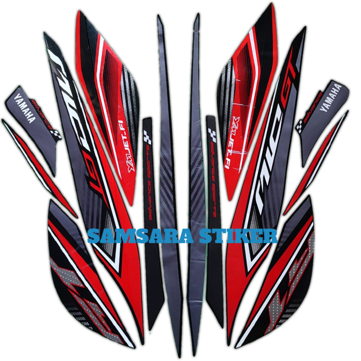 Stiker Body Motor Yamaha Mio Gt 2013 Hitam-Merah Full Set | Lazada ...