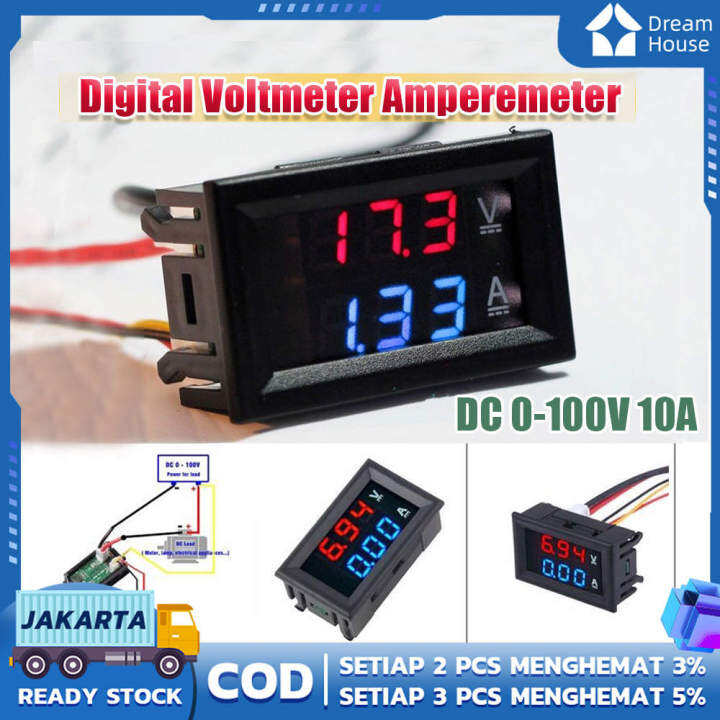 (dalam Stok, Dikirim Dari Jakarta)Digital Voltmeter Amperemeter VoltMeter DC Digital Mini DC 0 ...