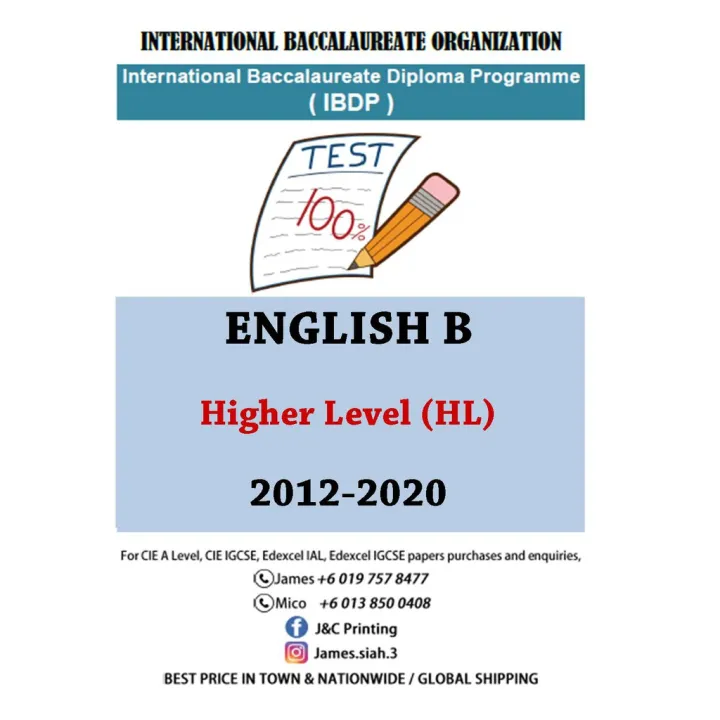 IB PAST YEAR (IBDP) ENGLISH B HL 2012-2020! | Lazada