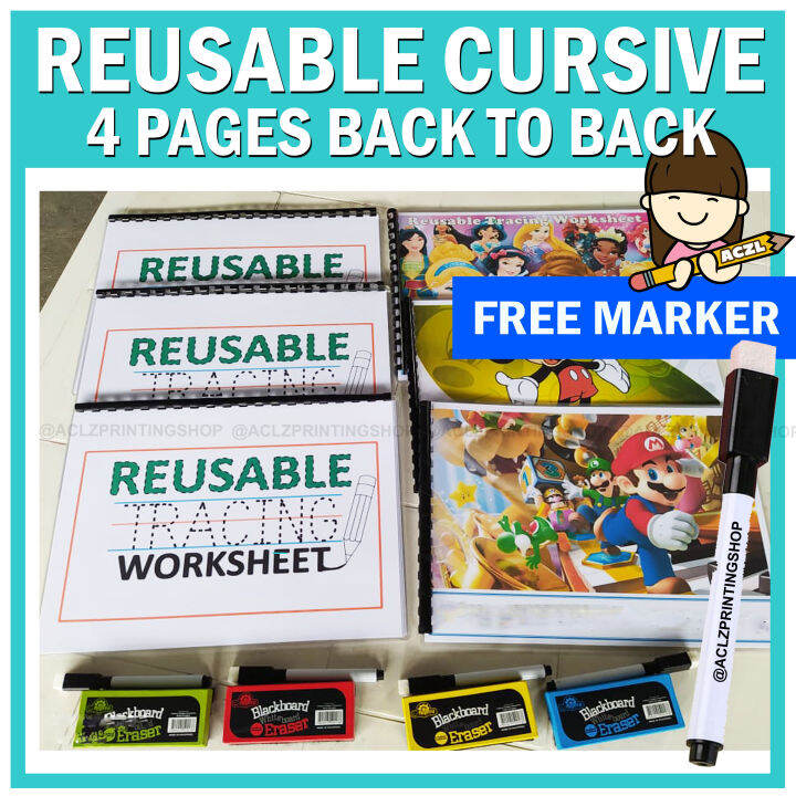 REUSABLE CURSIVE WRITING LAMINATED ( 4 PAGES BACK TO BACK ...