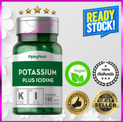 Piping Rock Potassium Plus Iodine 180 Tablets - Maintain Normal Fluid ...