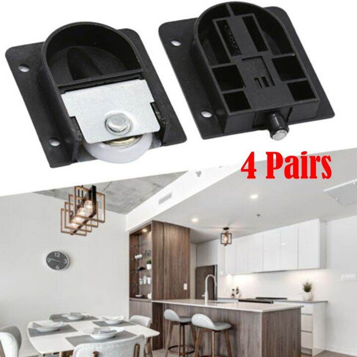 4Pairs Cabinet Wardrobe Sliding Door Roller Wheels Adjustable Runner ...