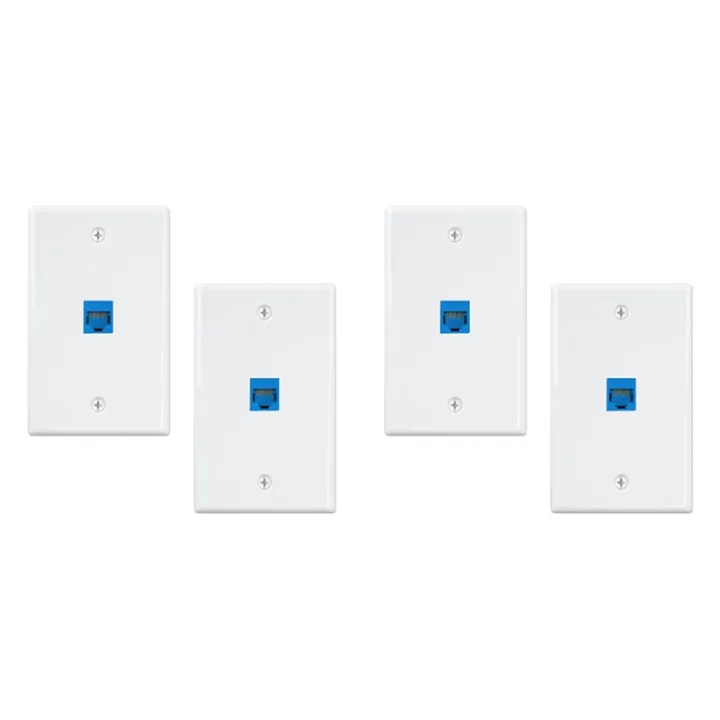 4-Pack 1 Port Ethernet Wall Plate, RJ45 Cat6 Female to Female Jack ...