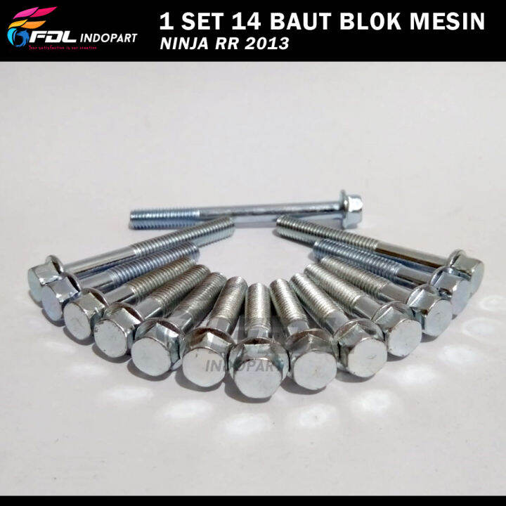 1 Set 14 Baut Blok Mesin Ninja RR 2013 / Baut Blok Mesin Kawasaki Ninja ...