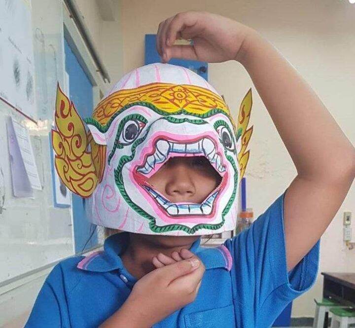 หัวโขนหนุมาน Hanuman mask หนุมานทำจากกระดาษ สำหรับให้เด็กใส่เล่นหรือใส่ ...