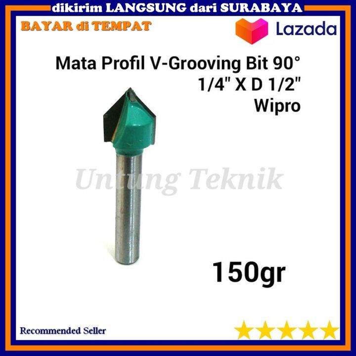 WIPRO 90 Deg X 0.25 X 0.5 Inch Mata Profil - Router - V Groving - Vee ...