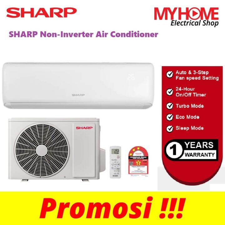 Sharp AHA9ZCD AHA12ZCD 1.0HP 1.5HP Non-Inverter R32 Turbo Cooling with LED Display Air ...