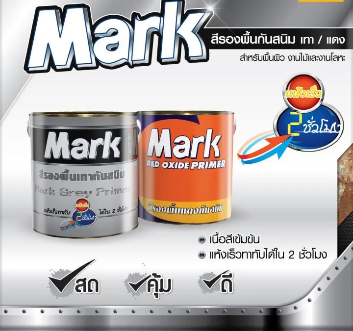 สีรองพื้นกันสนิมเทา Mark Grey primer (ขนาดกระป๋อง 0.875 ลิตร) | Lazada.co.th