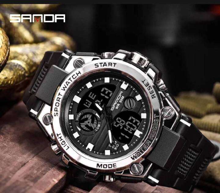 Overwatch นาฬิกา ผู้ชายกีฬานาฬิกาหรูแบรนด์ชั้นนำ SANDA P739 นาฬิกา ...
