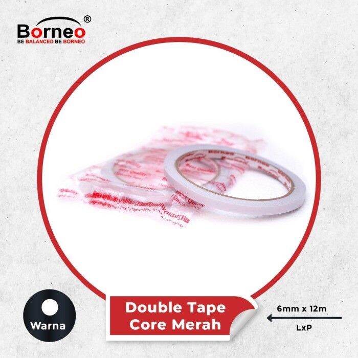 TBMO DOUBLE TAPE CORE MERAH 6MMX12M BORNEO | Lazada Indonesia