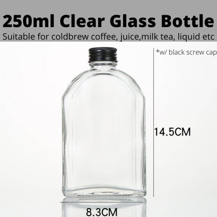 (Ready Stock) 250ml Glass Bottle with black screw cap for cold brew ...