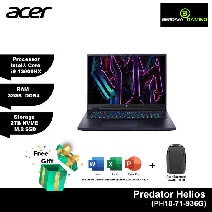 Acer Predator Helios | PH18-71-936G | Intel® Core i9-13900HX | 32GB | 2TB | NVIDIA® GeForce ...