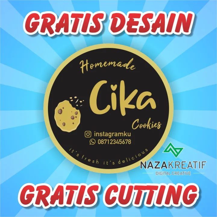 Stiker Kemasan Label Olshop Merk Kue, Snack, Bakery, makanan dan ...