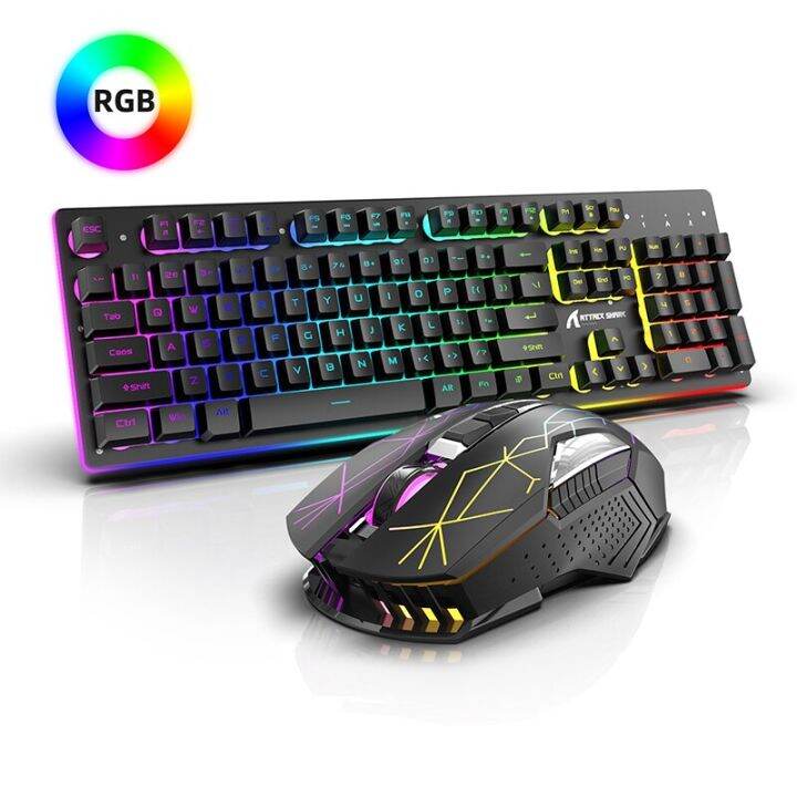 RGB LED Keyboard Wireless 2.4G Metal Panel Gaming Keyboard And Mouse ...