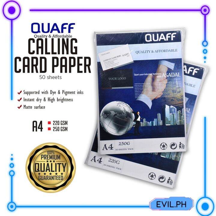 QUAFF Matte Calling Card Paper A4 SIZE (220 / 250GSM) 50sheets per pack ...