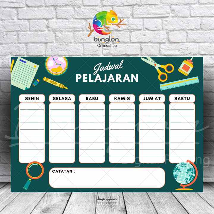 Poster Edukasi Jadwal Pelajaran Model B | Lazada Indonesia