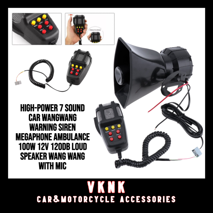 High-Power 7 Sound Car Wangwang Warning Siren Megaphone Ambulance 100W 12v 120Db Loud Speaker ...