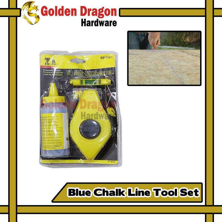 CHALK STRING REEL LINE LEVEL 50M SET KIT 100G BLUE POWDER | Lazada PH