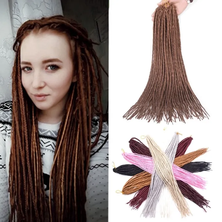 24 Strands/pack Dreadlocks 20นิ้วสังเคราะห์ถักเปียต่อผมโครเชต์ Braids ...