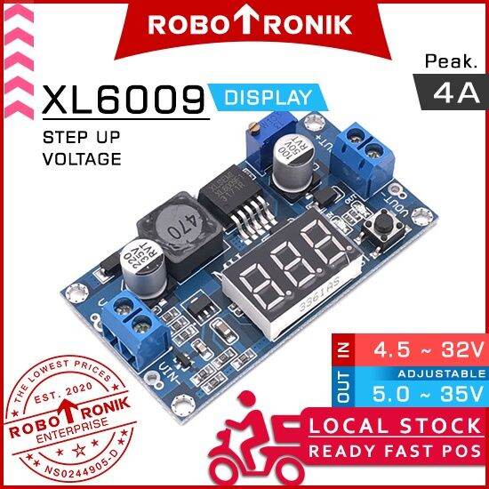 DC-DC Step Up XL6009 Display, Peak 4A Adjustable Voltage Regulator ...