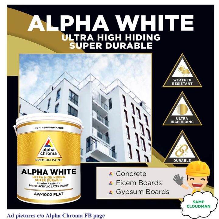 Alpha Chroma Acrylic Latex Gallon 4 Liters Alpha White Premium High ...