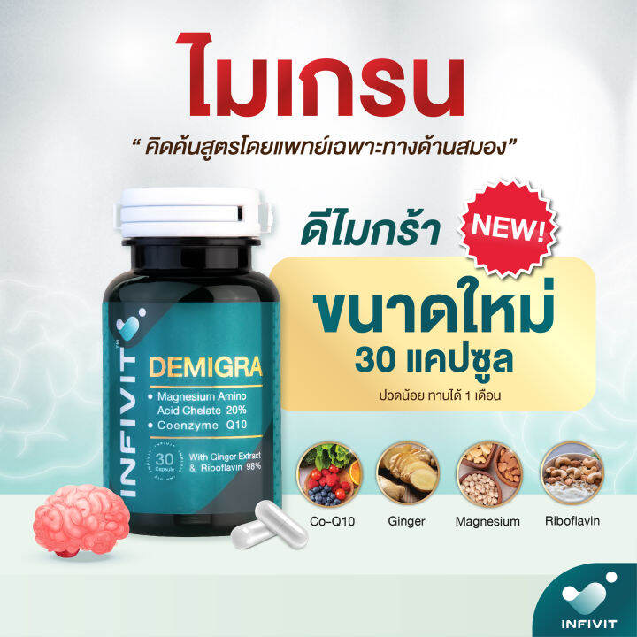 Demigra 30 Cap วิตามินโดยหมอสมอง 🧠 ดูแลชาวไมเกรน พร้อมส่ง ล๊อตใหม่ ...