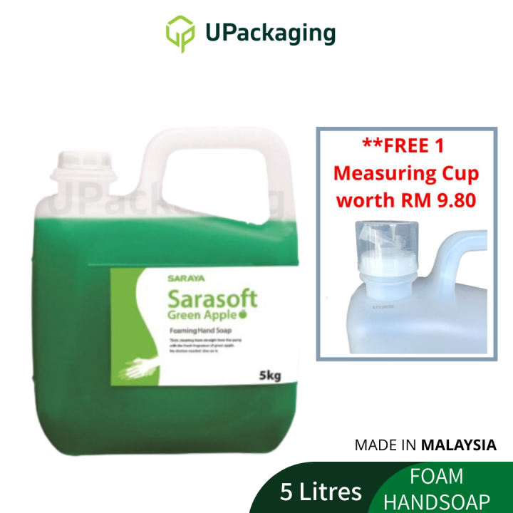 5L SARAYA Sarasoft Foaming Soap Green Apple 5kg 5 Litres Liquid Gel Hand Wash Soap Foam | Lazada