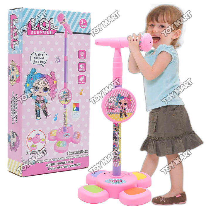 LOL Electronic Singing Microphone Stand with LED Kids Toy Singing ...