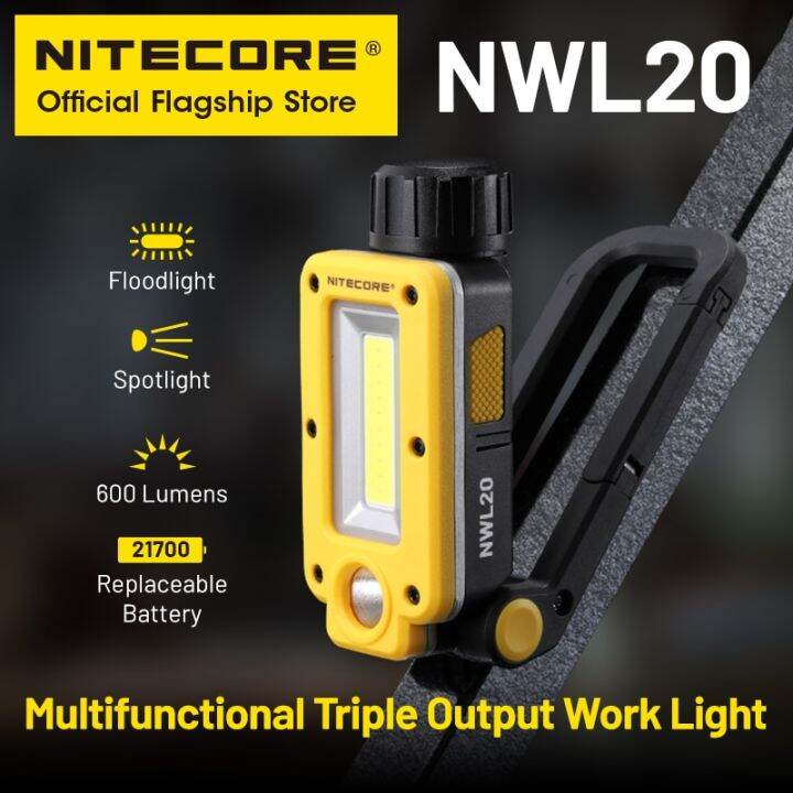 NITECORE NWL20 USB-C Rechargeable Work Light 180° Adjustable Multifunctional Triple Output ...