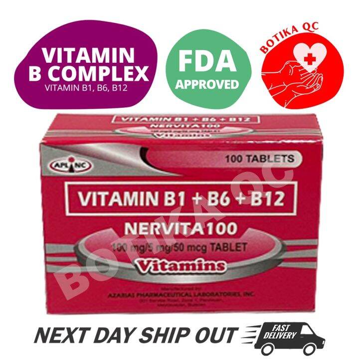 ♝NERVITA 100 NERVGEN 100 VITAMIN B COMPLEX B1 + B6 + B12 (100sBOX ...