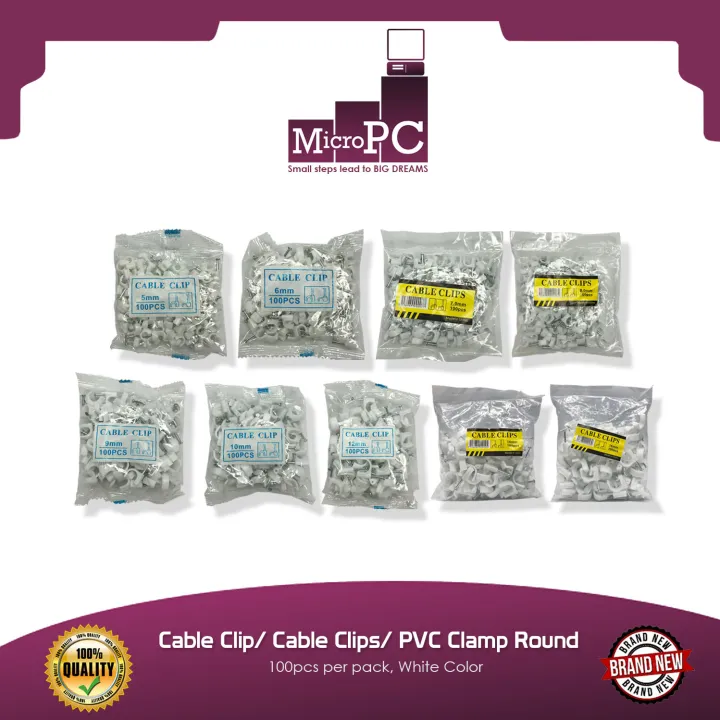 Cable Clip/ Cable Clips/ PVC Clamp round, 100pcs per pack, white color ...