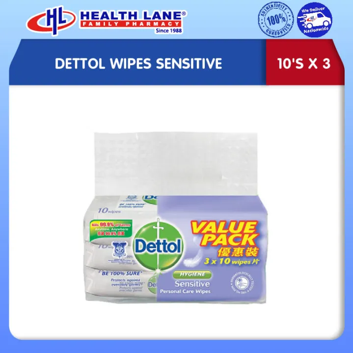 DETTOL WIPES SENSITIVE (10'S X 3) | Lazada