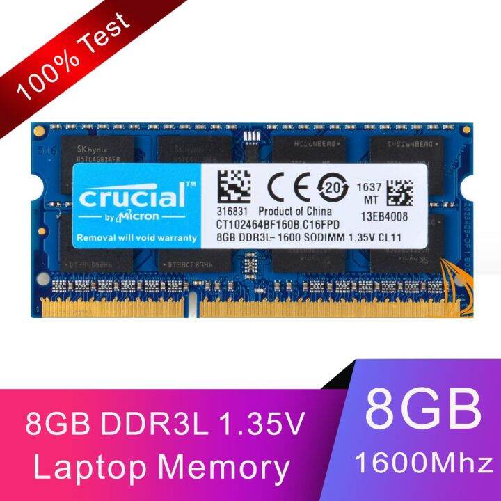 ครูเชียล Crucial 8GB 2Rx8 PC3L-12800S DDR3L-1600Mhz 1.35V SODIMM Laptop Memory RAM แรม โน็ตบุ๊ค ...
