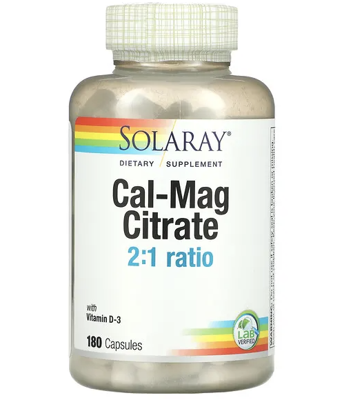Solaray, Cal-Mag Citrate, 2:1 Ratio with Vitamin D-3, 180 Capsules | Lazada PH