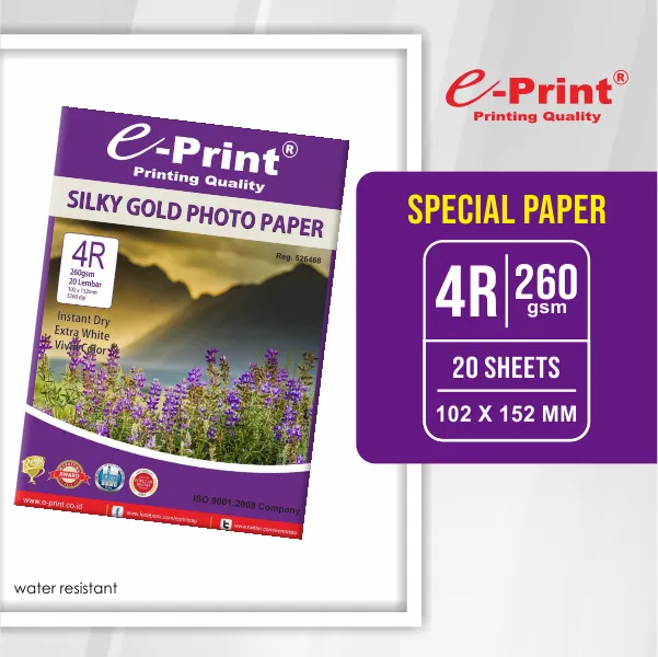 Kertas Foto Silky Gold Photo Paper ukuran 4R 260gsm 20lembar e-Print ...
