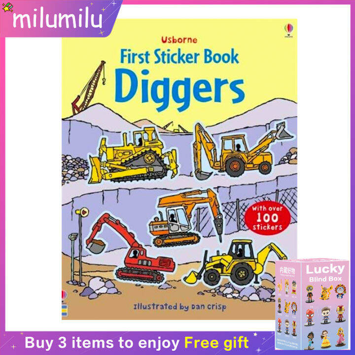 milumilu Usborne Original Children Popular Books Diggers sticker book ...