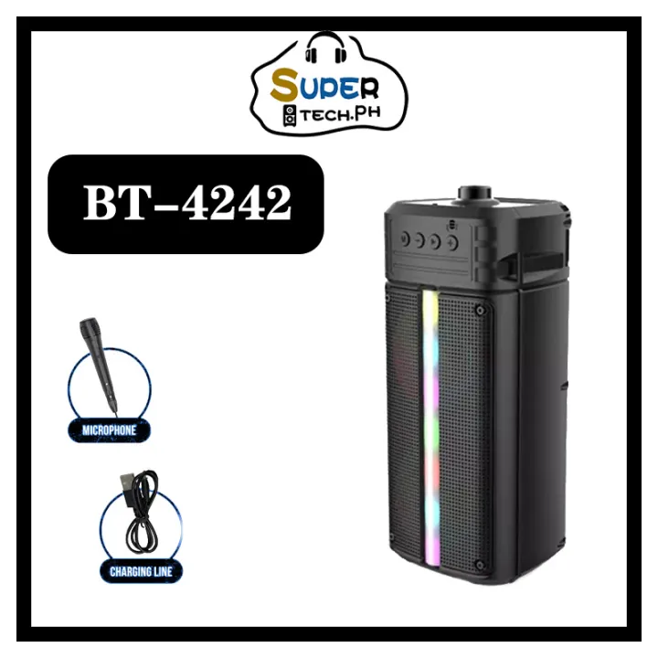 Original 2023 BT-4242/4253 4 Inch*2 Wireless Bluetooth Speaker Super Cool Vertical Bar RGB Light ...