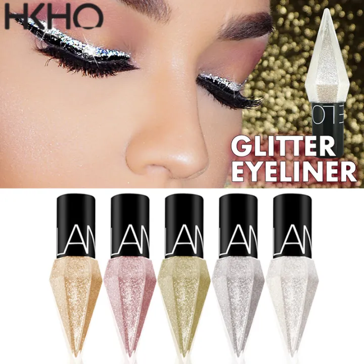 HKHO Liquid Glitter Eyeliner Pigment Silver Rose Gold Color Shiny Eye ...