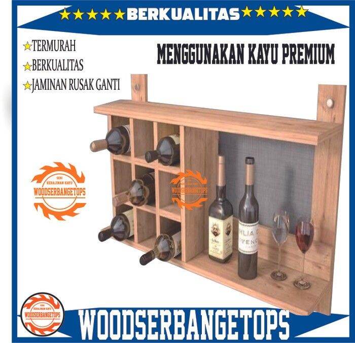 Rak wine kayu tempel dinding, rak botol kayu, rak minuman kayu | Lazada ...