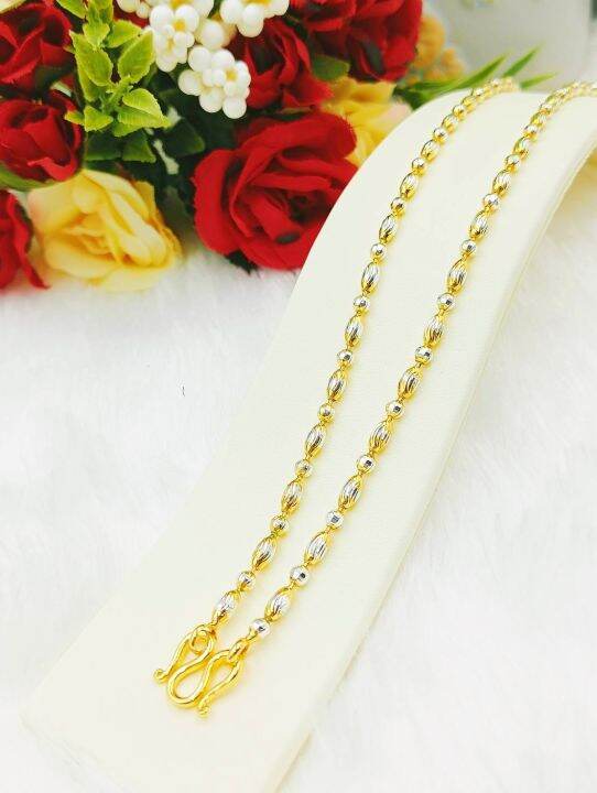 ๋JIJD M25 สร้อยคอ 2 กษัตริย์ ลายเม็ดข้าวตัด ลายสวย ***ยาว 20 นิ้ว***งาน ...