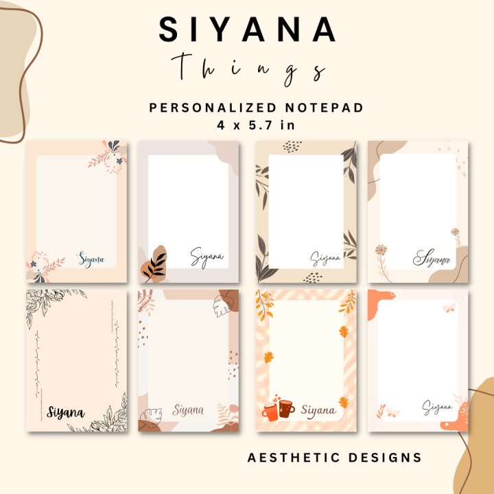 SIYANA THINGS Personalized Notepad | Aesthetic Memo Pad | Minimalist ...